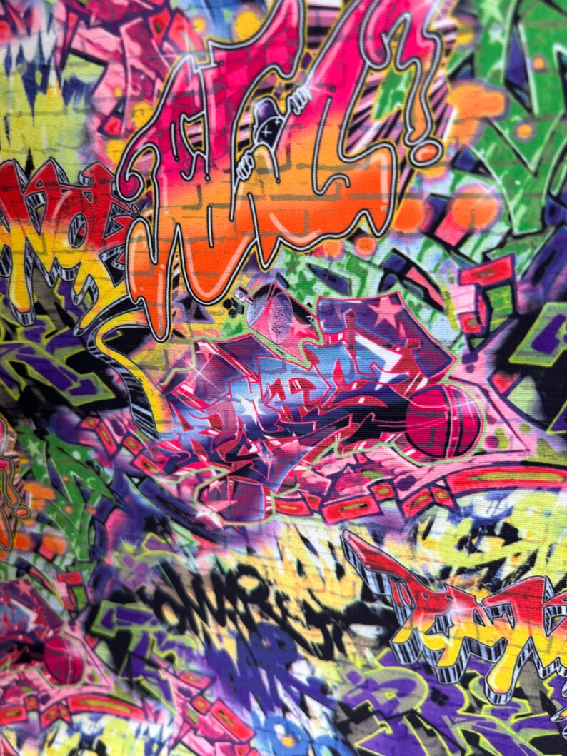 Graffiti Print on Great Quality Nylon Spandex Four Way Stretch - Etsy