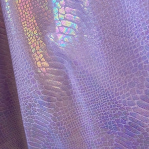 Light Purple Iridescent Snake Print on Nylon Spandex Four Way Stretch ...
