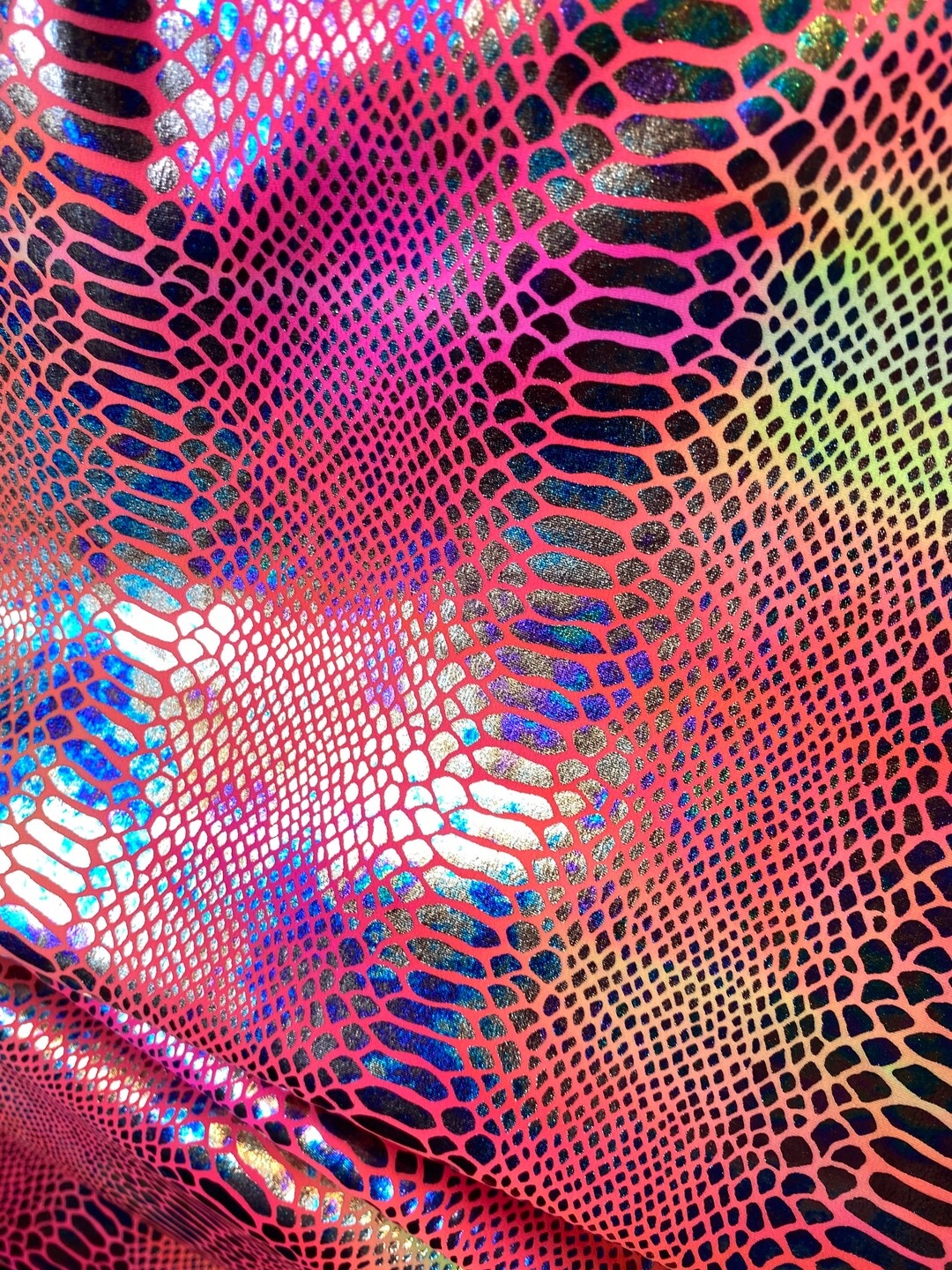 Exotic Snake Print Tie Dye Iridescent Metallic Nylon Spandex 4-way ...