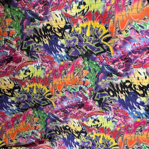 Graffiti Print on Great Quality Nylon Spandex Four Way Stretch Fabric ...