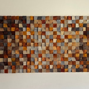 Wood Wall , Wooden Sculpture, Cube for Living Room Decor, Geometric ...
