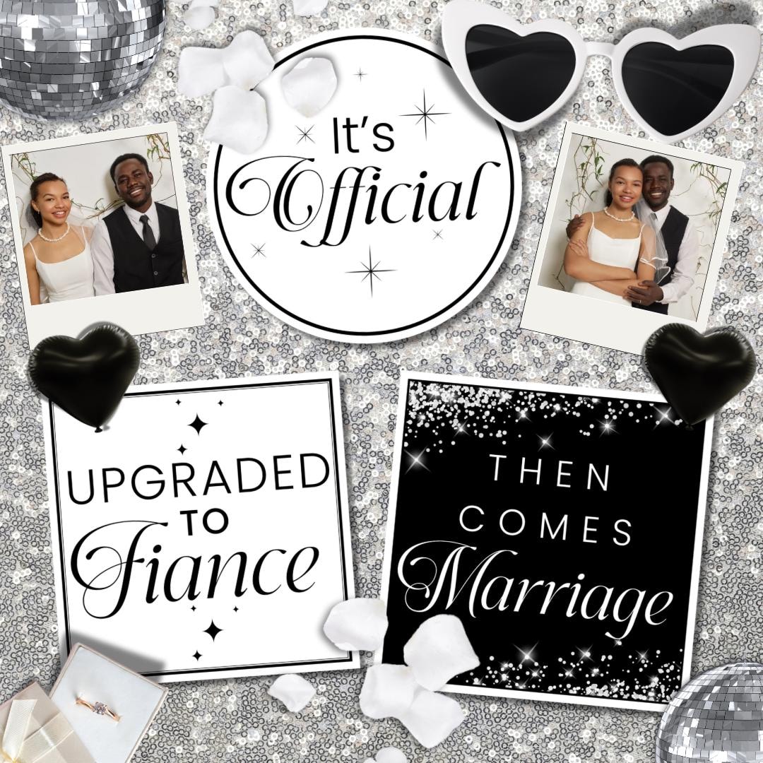 Just Engaged Photo Booth Prop Set, Custom Engagement Photo Booth Props ...