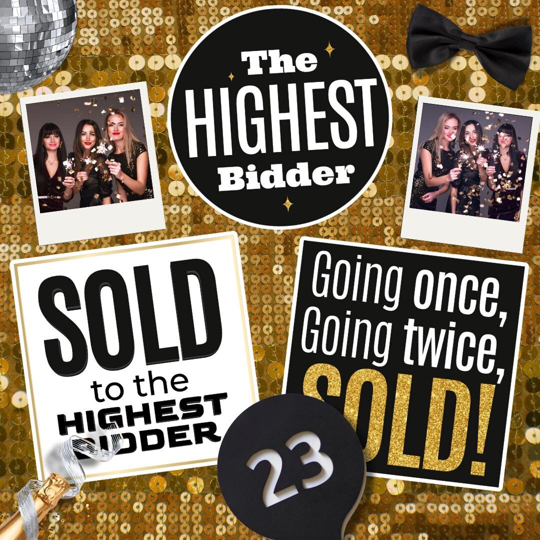 Auction Photo Booth Prop Set, Custom Fundraiser Photo Booth Props, 360 ...