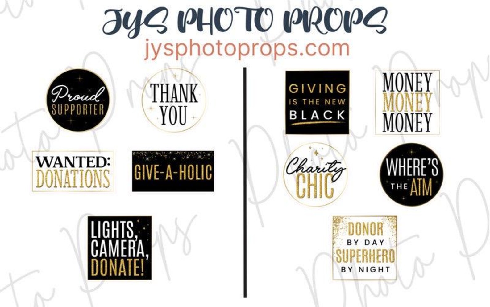 Fundraiser Photo Booth Prop Set, Custom Photo Booth Props, 360 Photo ...