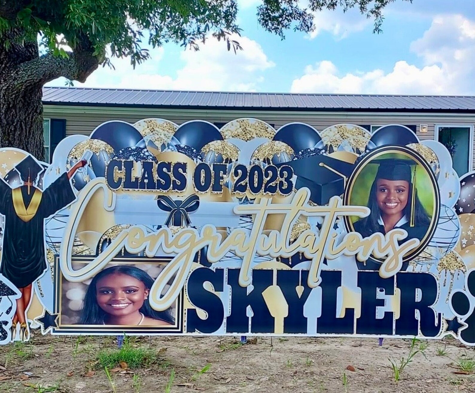 PERSONALIZED Graduation Sign: Black & Gold Graduation Party Decorations ...