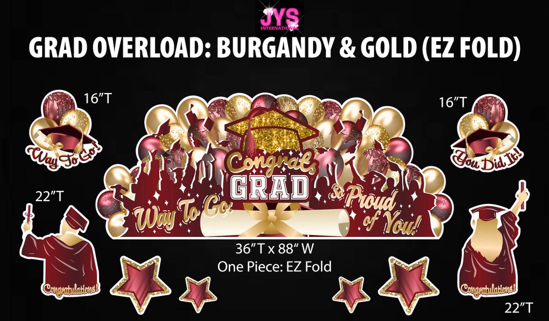 Congrats Grad Overload: Burgundy & Gold EZ Fold Grad Party Lawn ...