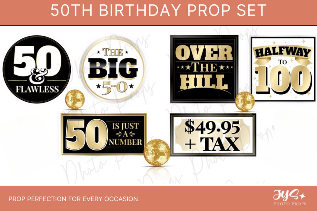 50th Birthday Photo Booth Props, Custom Photo Booth Props, 360 Photo ...