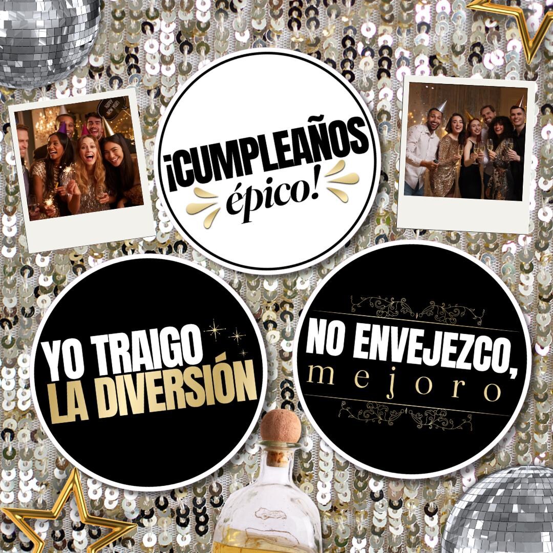 Spanish Classy Birthday Photo Booth Prop Set, Custom Birthday Photo ...