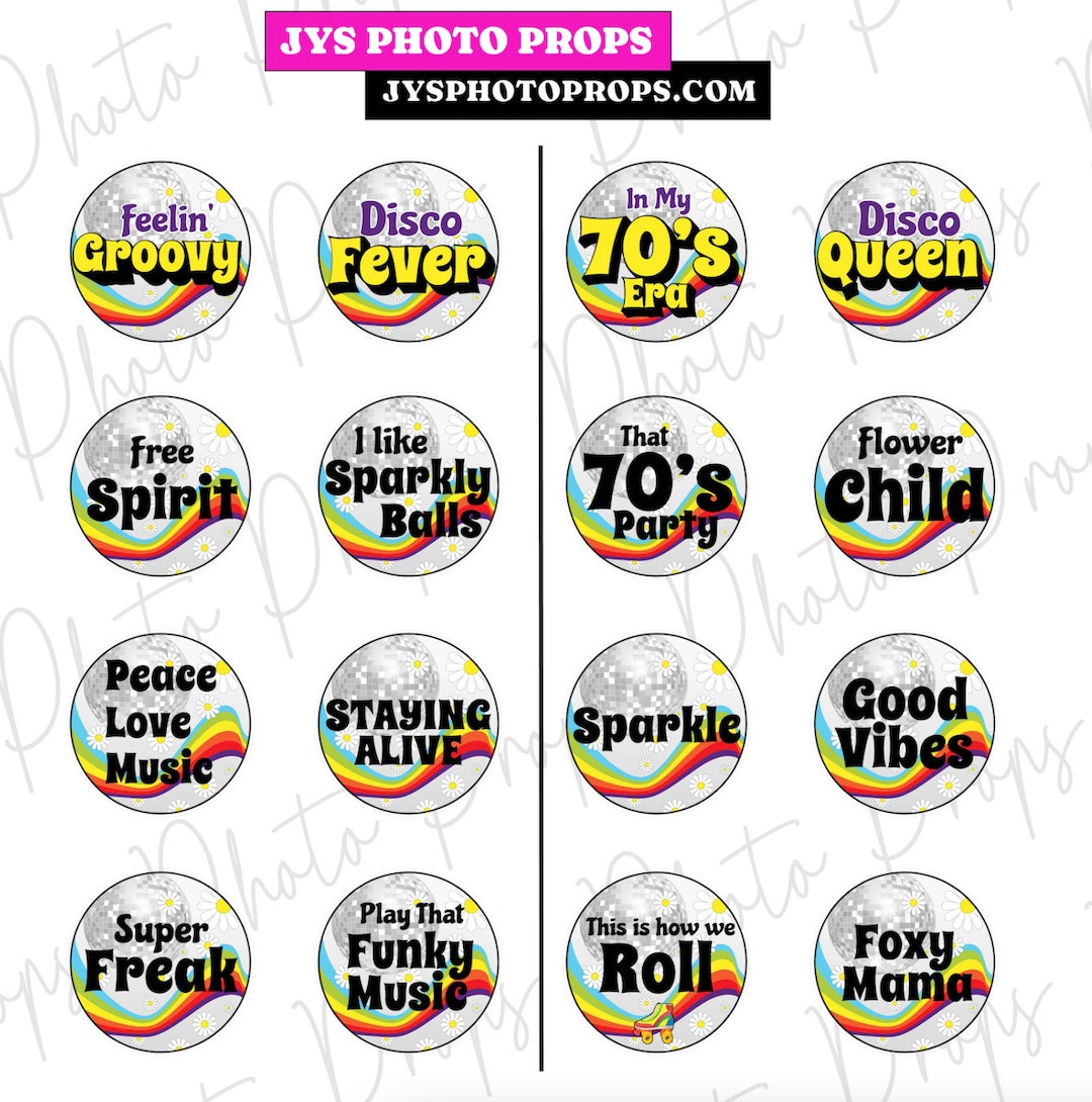 70s Disco Photo Prop Set, Custom Photo Booth Props, 360 Photo Booth ...