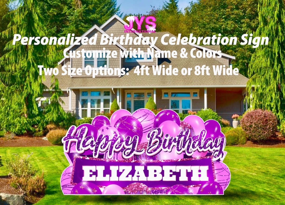 PERSONALIZED BIRTHDAY Celebration Sign: Pink & Purple Lawn - Etsy