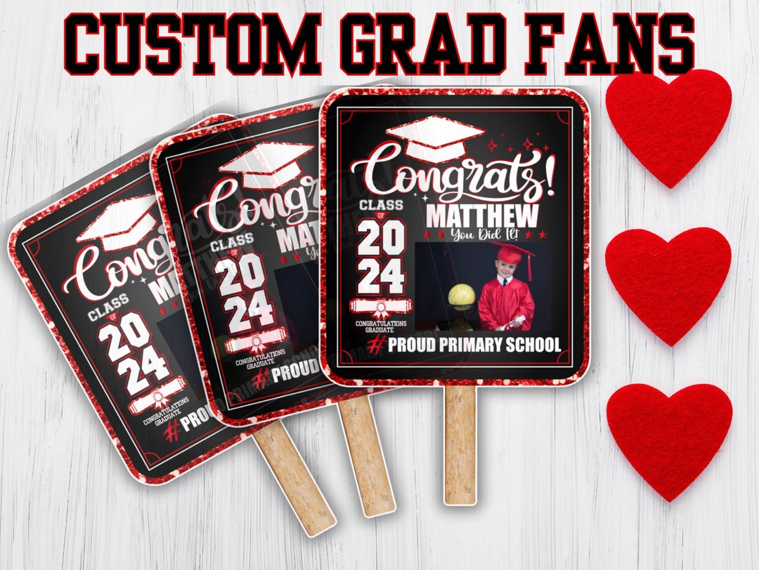 Handheld Grad Fan, Graduation Fan, Graduation Party Decor, Custom ...