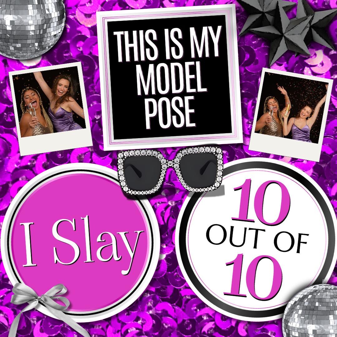 Fashion Chic Photo Booth Prop Set, Custom Photo Booth Props, 360 Photo ...