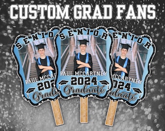 Custom Grad Fans, Graduation Fans, Head on a Stick, Custom Face Fans ...