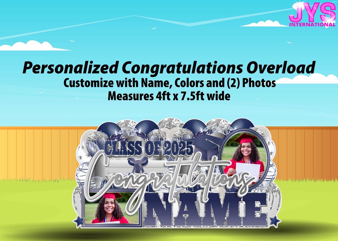 PERSONALIZED Graduation Sign: Navy and Silver Graduation Party ...
