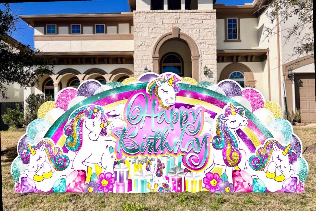 8ft WIDE Unicorn Themed Birthday Sign: Unicorn Party Decorations, Large ...