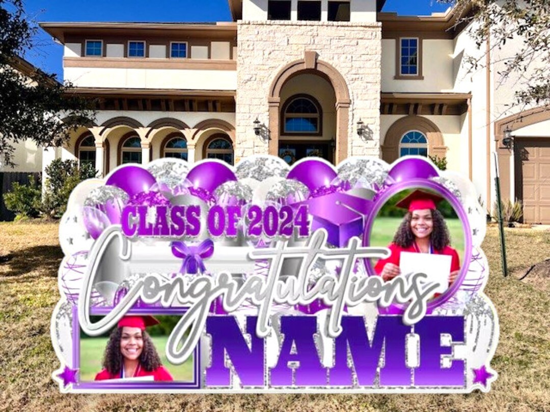 PERSONALIZED Graduation Sign: Purple & Silver Graduation Party ...