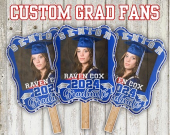 Custom Grad Fans, Graduation Fans, Head on a Stick, Custom Face Fans ...