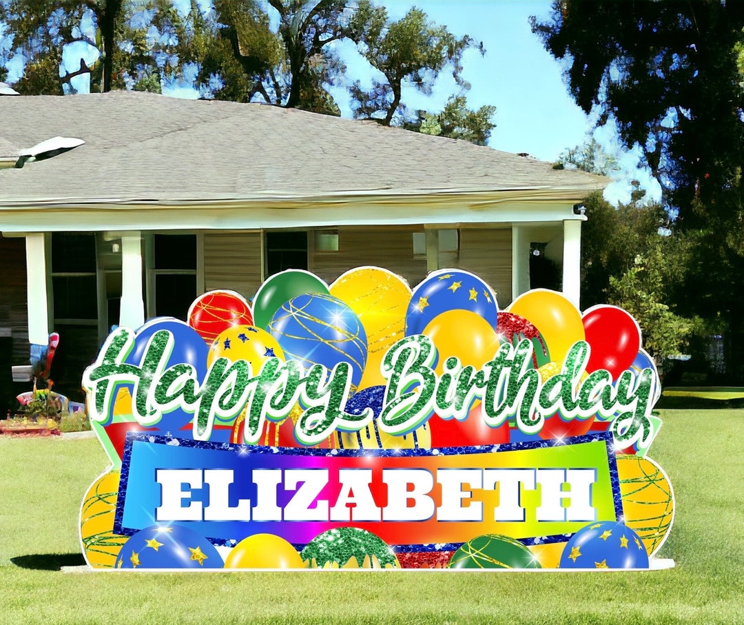 PERSONALIZED BIRTHDAY Celebration Sign: Primary Rainbow Lawn ...