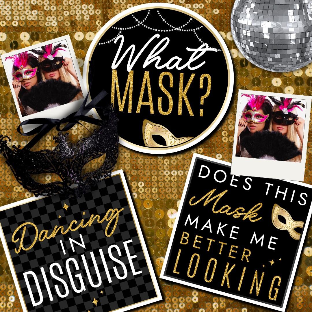 Masquerade Photo Booth Prop Set, Custom Photo Booth Props, 360 Photo ...