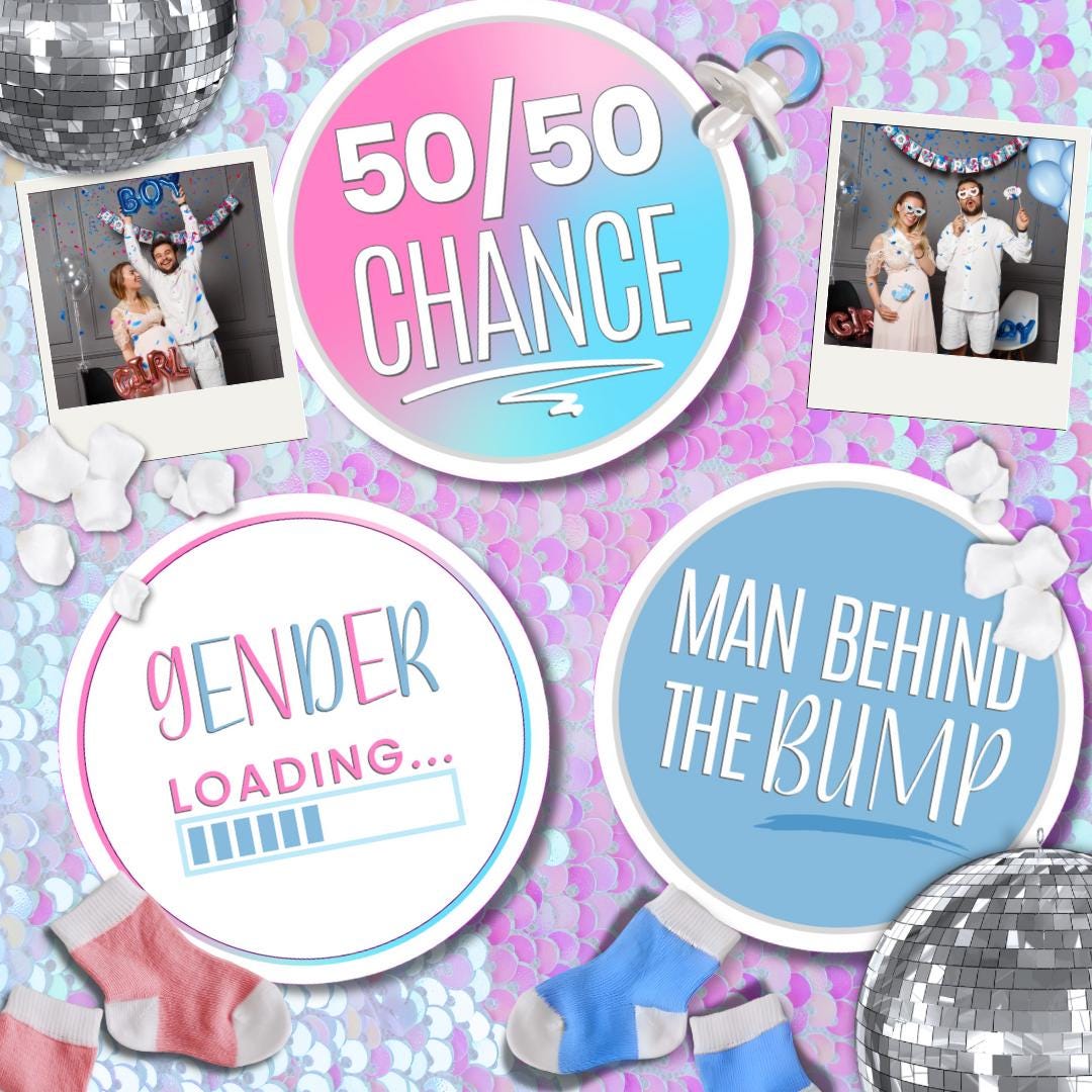 Gender Reveal Photo Booth Prop Set, Custom Baby Shower Photo Booth ...