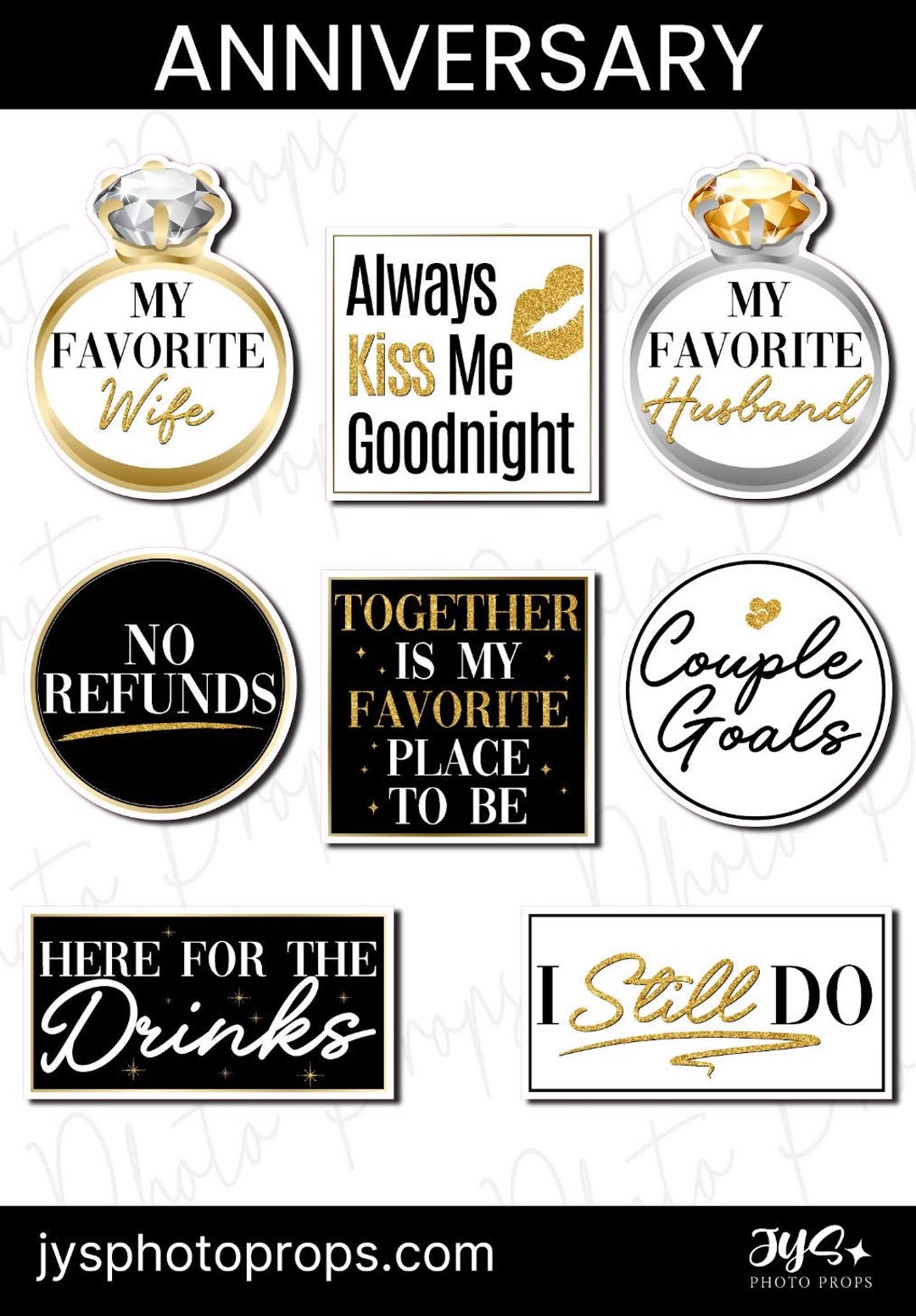 Anniversary Photo Booth Prop Set, Custom Holiday Photo Booth Props, 360 ...