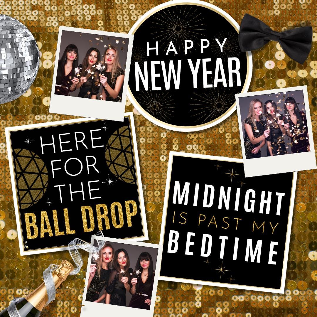 New Years Photo Booth Prop Set, Custom Photo Booth Props, 360 Photo ...