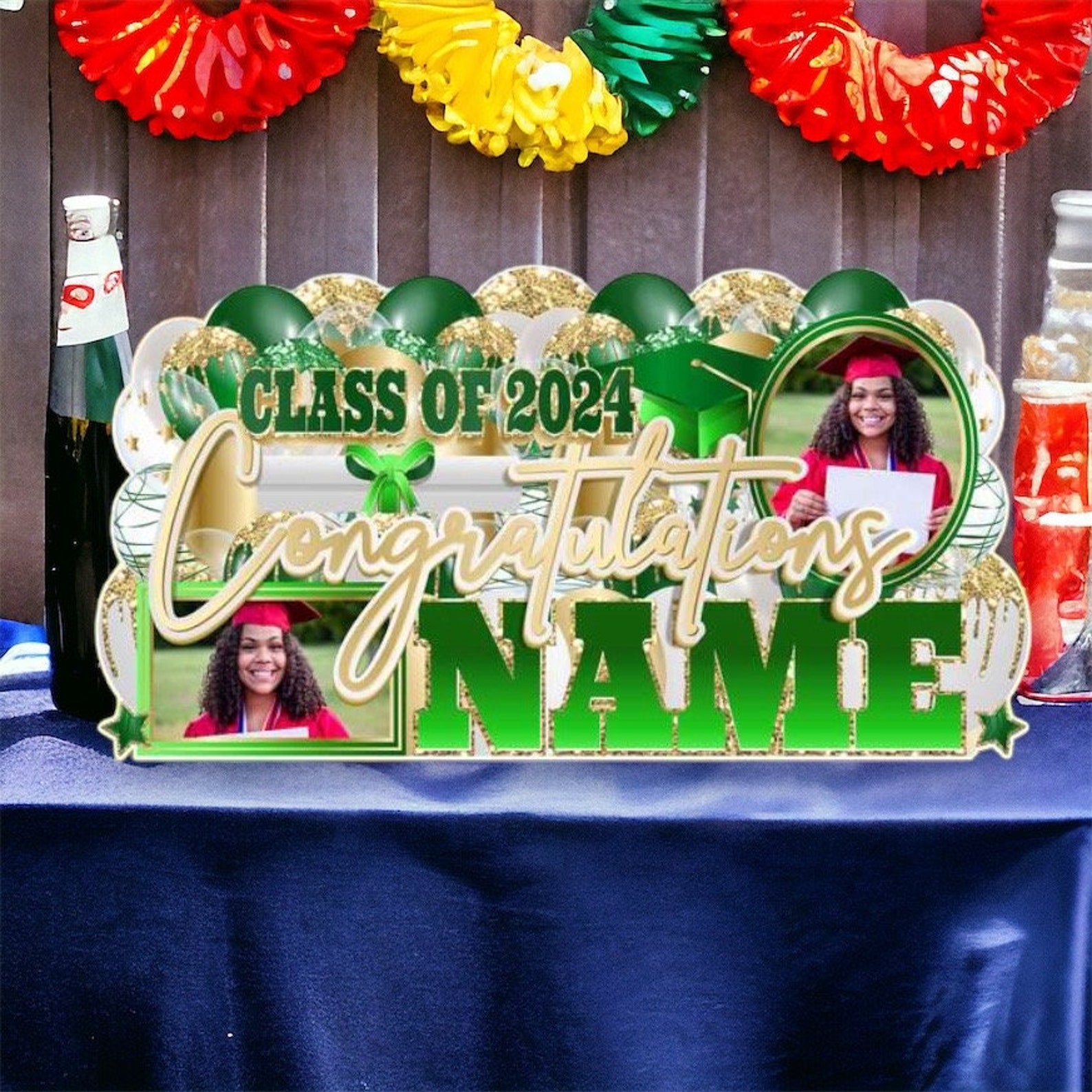 PERSONALIZED Graduation Sign: Black & Gold Graduation Party Decorations ...