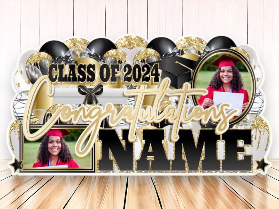 PERSONALIZED Graduation Sign: Black & Gold Graduation Party Decorations ...