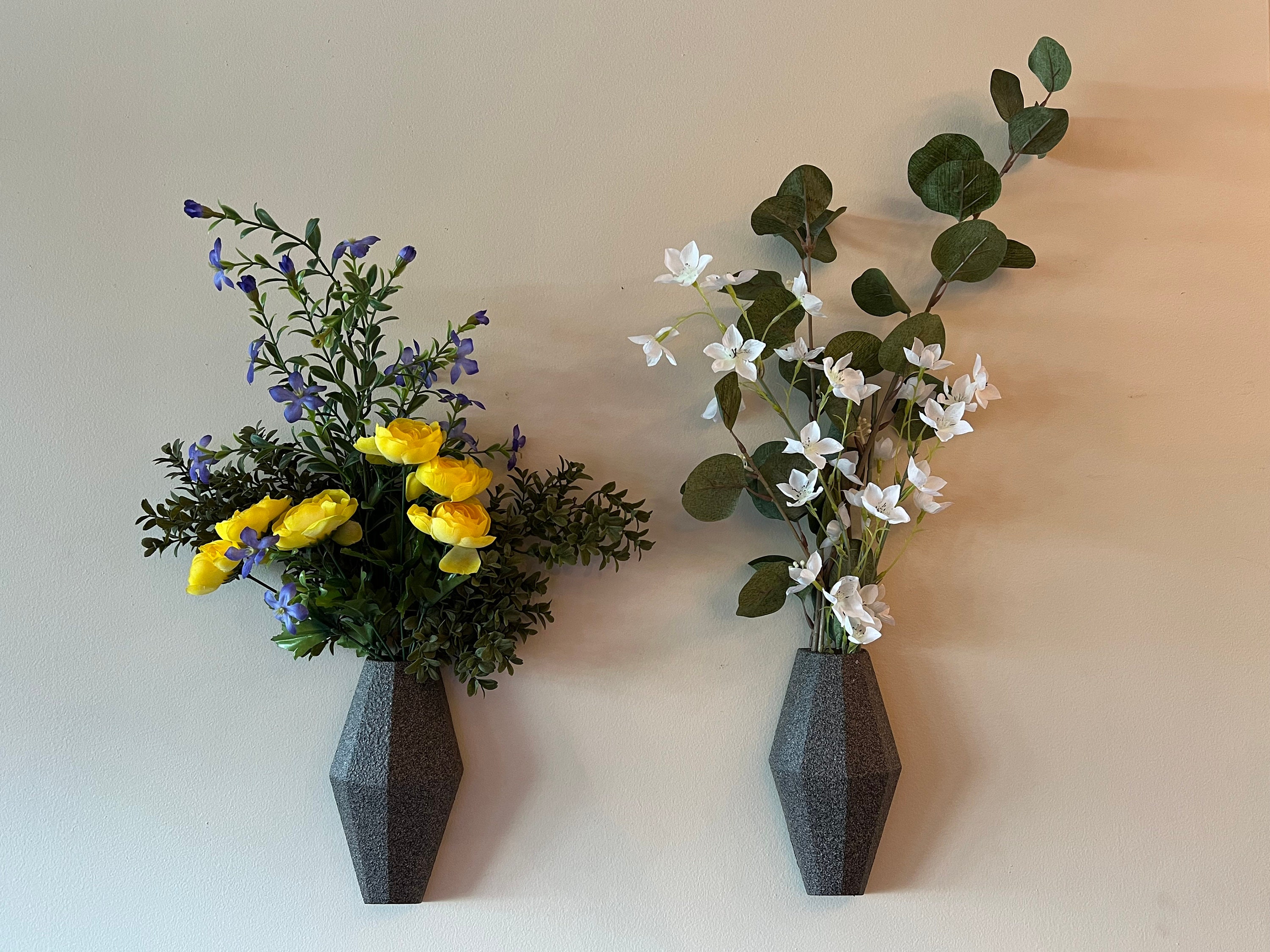 Home Decor Wall Vases Wall Pots Stone Textured With Artificial Plants ...