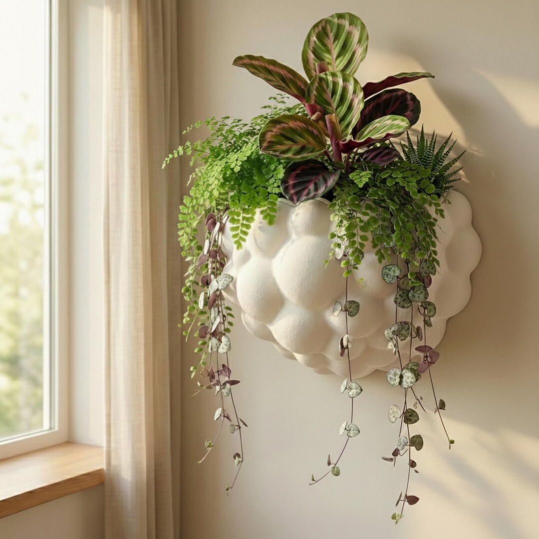 Modern Wall Planter With Drainage Insert - Unique Burls | Bubble Form ...