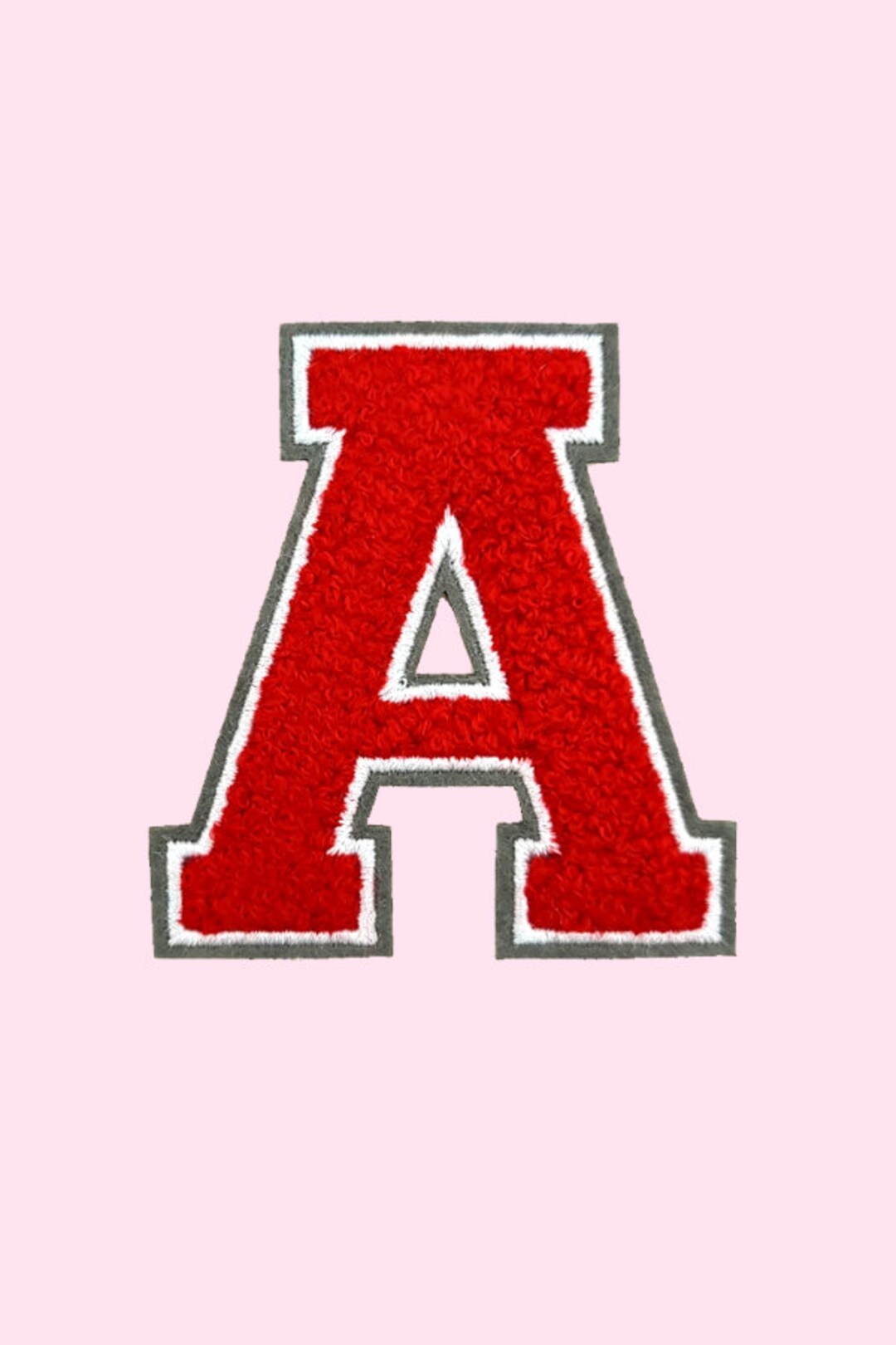 Large Grey & Red Chenille Varsity Patch - Etsy