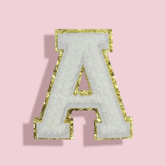 Large Gold Glitter & White Chenille Varsity Patch - Etsy