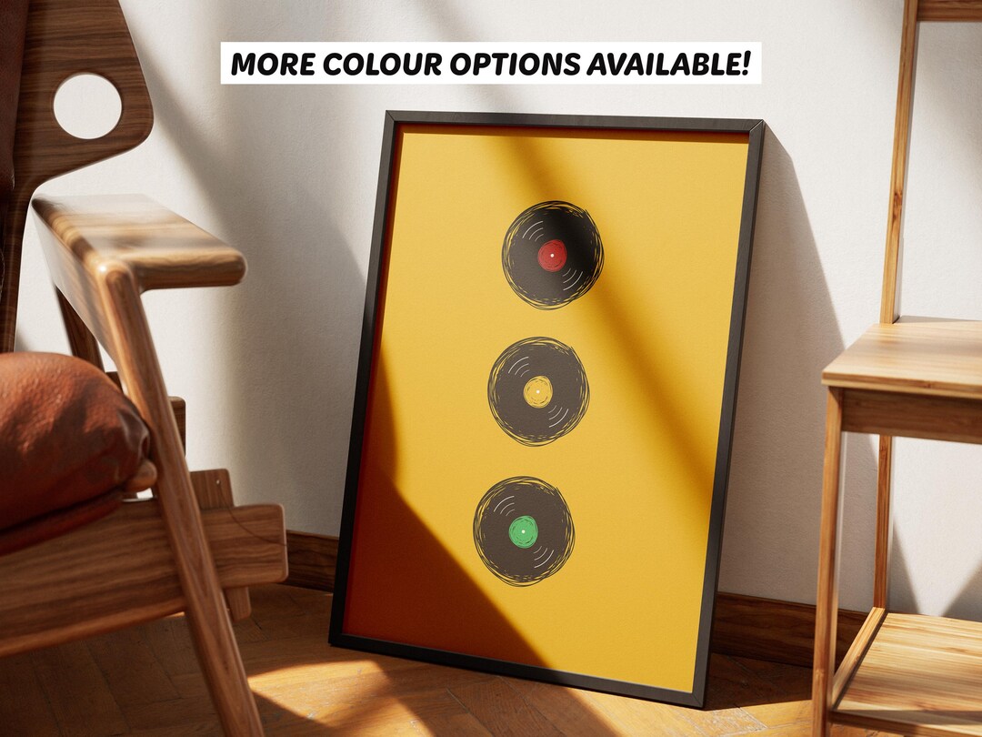 Vinyl Record Traffic Light Art Print – Retro Music Decor, 80s, 90s, 00s ...