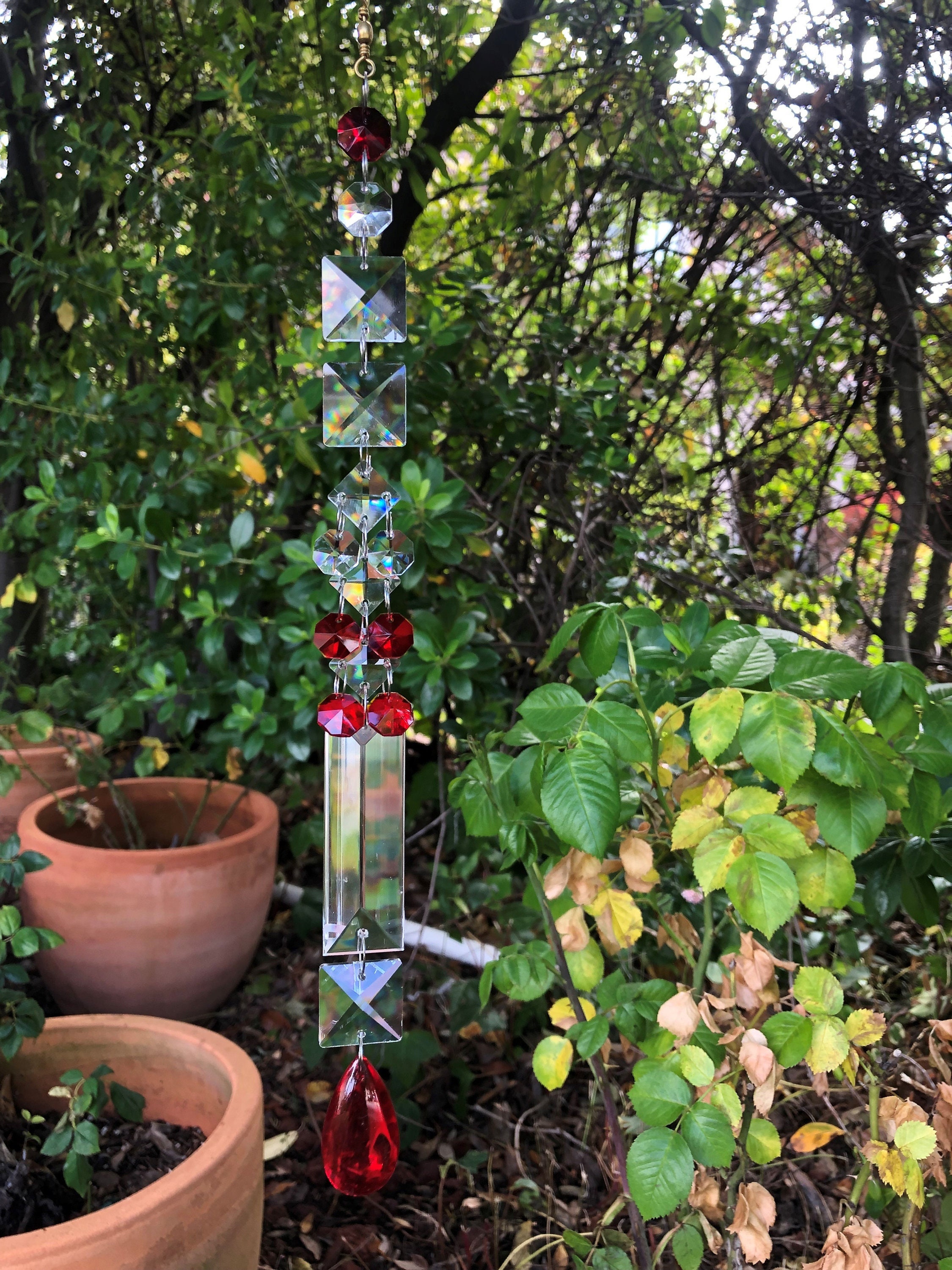 Red/clear Crystal Glass Suncatcher - Etsy