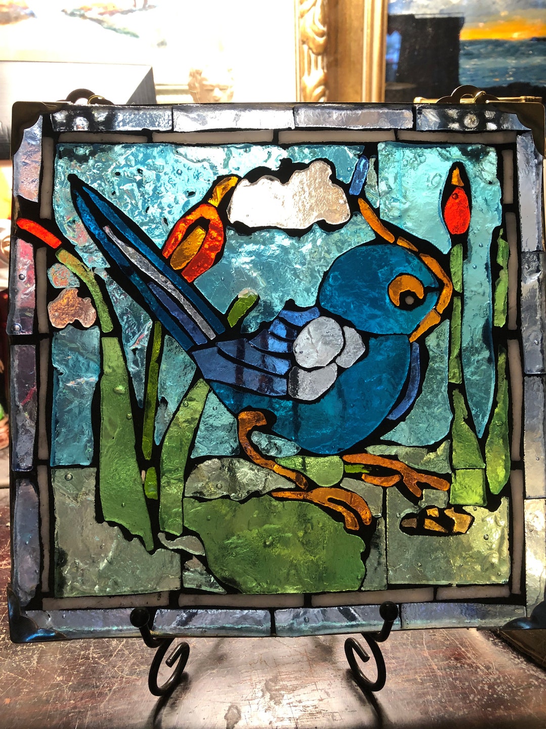 Baby Blue Quail Bird Art Deco Glass Window Hanging - Etsy