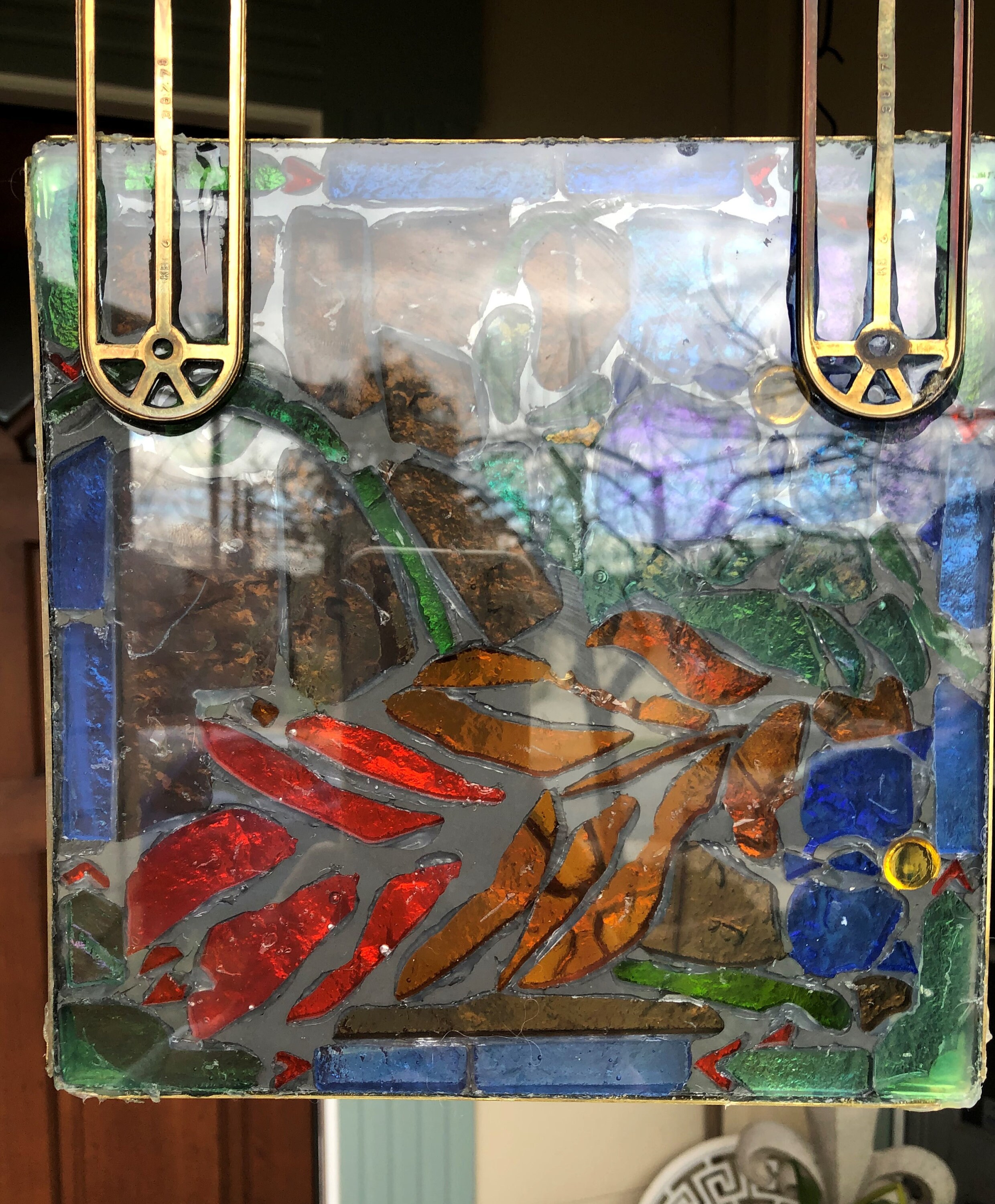 Violet & Gold Corner Flower Art Deco Stained Glass Window Tile - Etsy