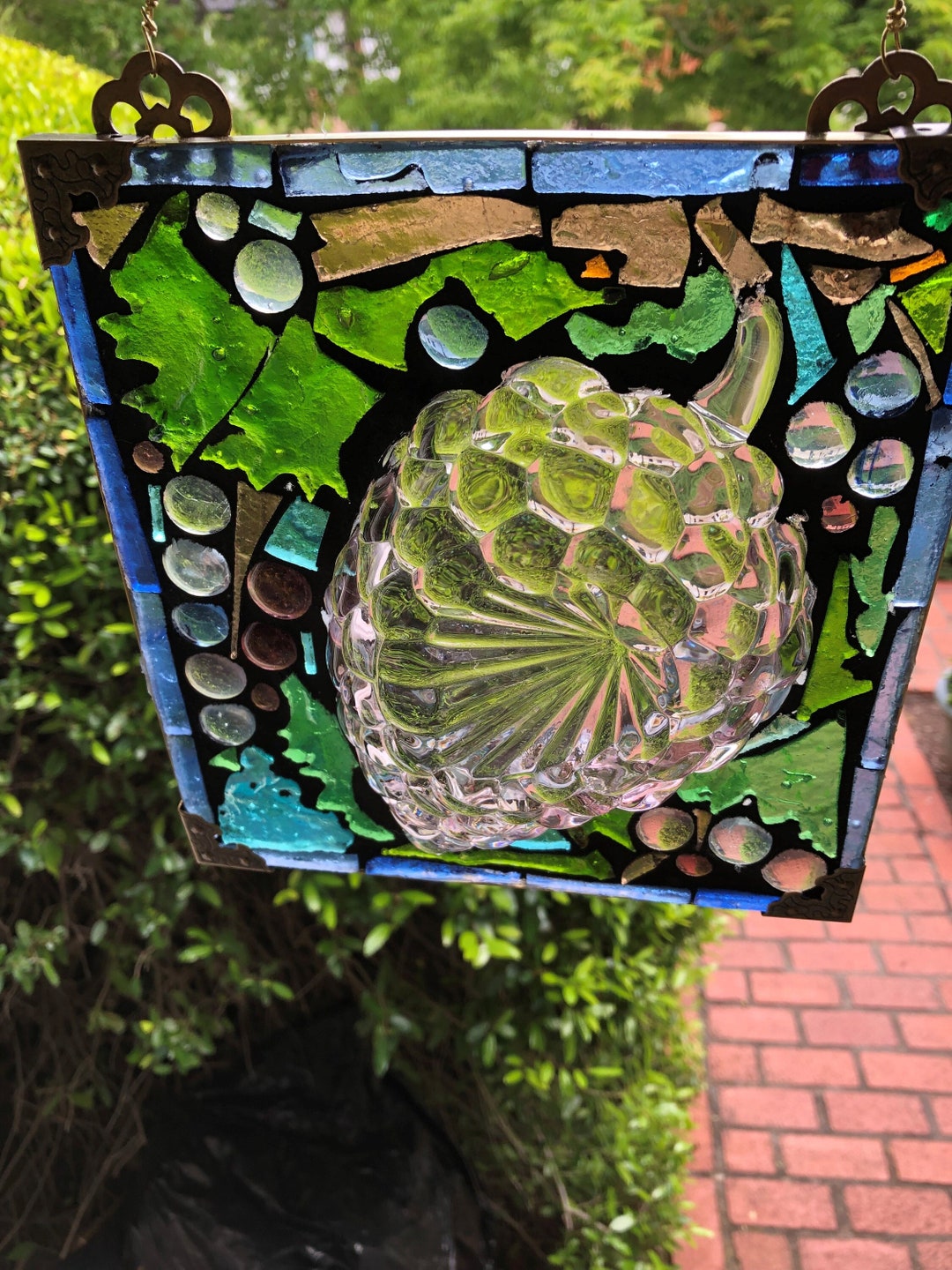 Pink Grape Clusters Stained Glass Mosaic Window Hanging - Etsy