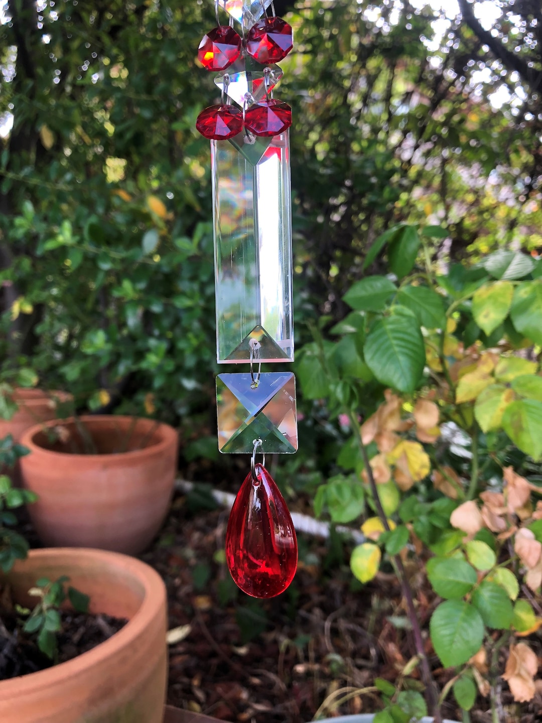 Red/clear Crystal Glass Suncatcher - Etsy