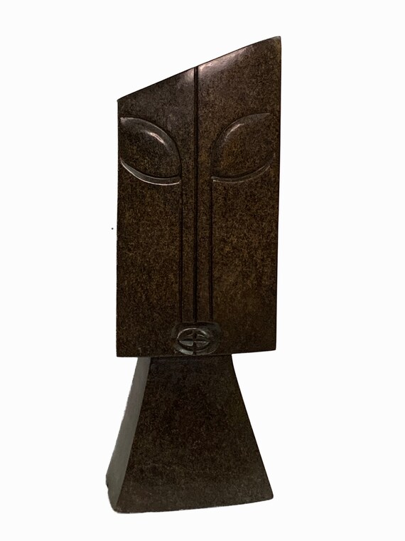 Abstract Sculpture Brown Serpentine Stone Cubist Face Hand - Etsy