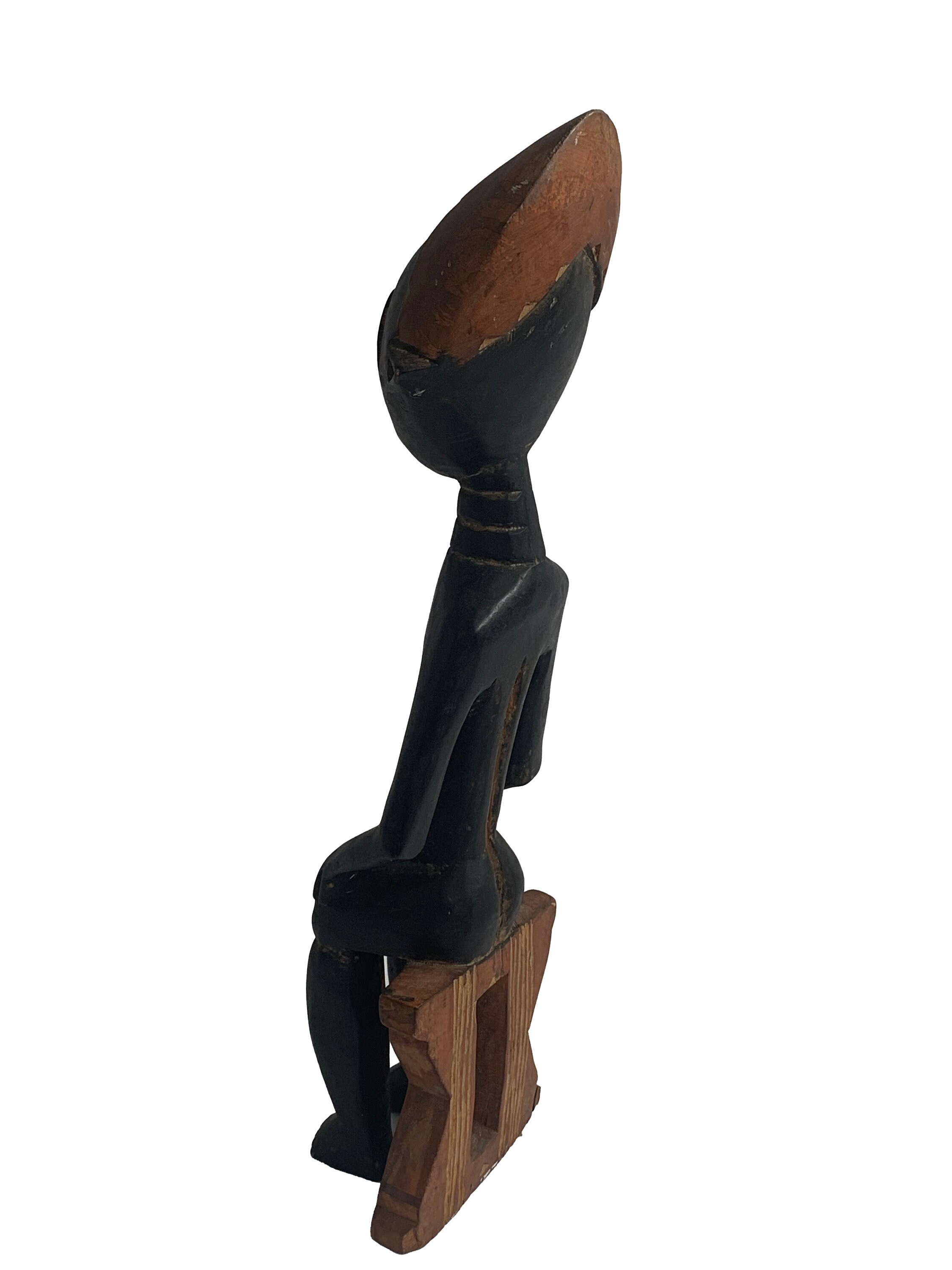 African Wooden Statue, Traditional Tribal Art, Hand-carved Seated Male ...