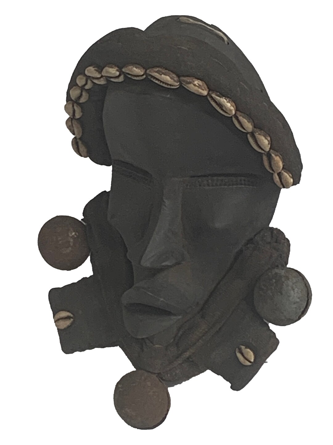 Dan Tribal Mask, Hand-carved Wood, Decorated With Cowries and Jute ...