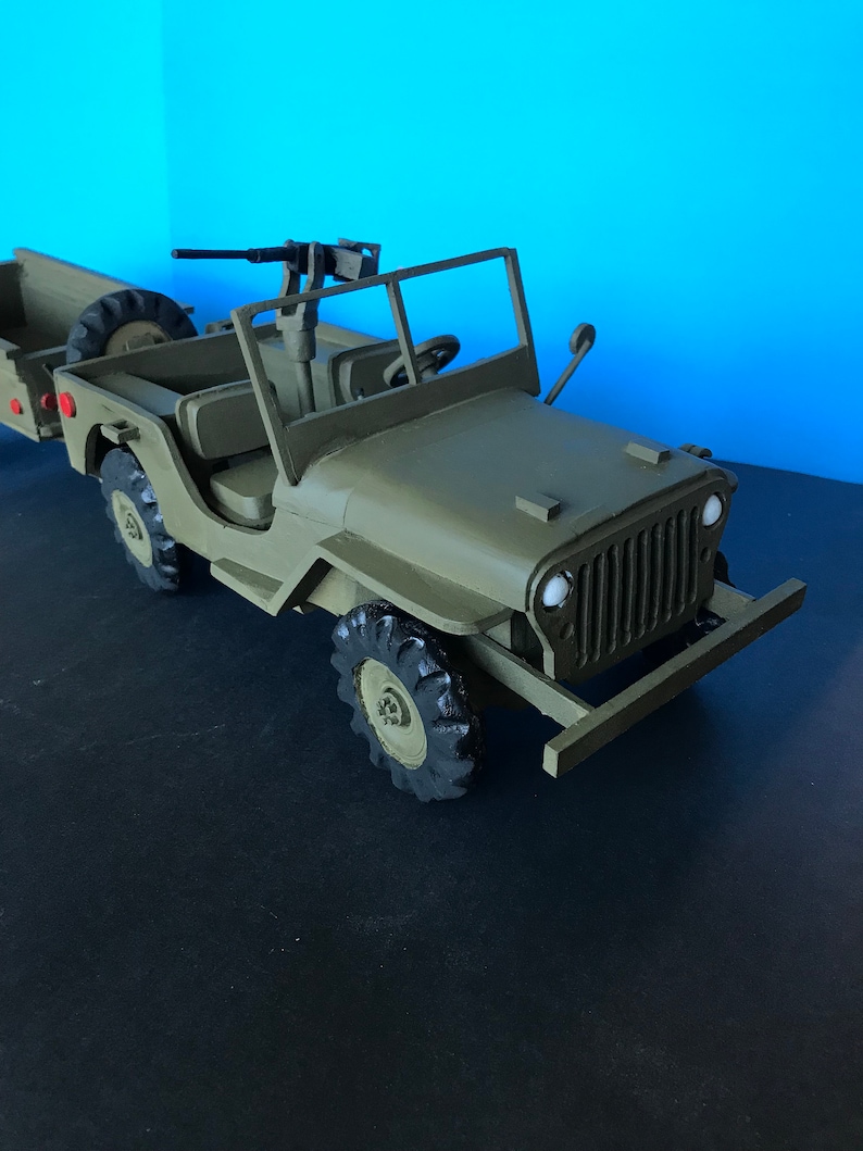 WWII US Army Jeep & Trailer Heirloom Wooden Display Model - Etsy