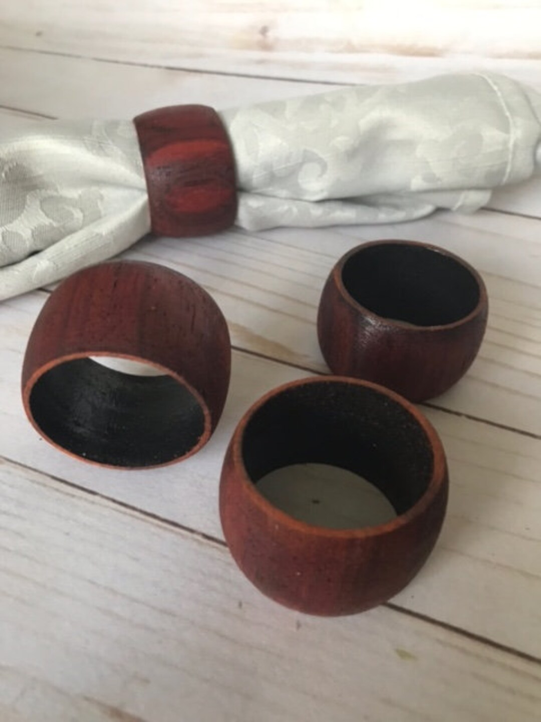 Napkin Rings, Table Set of Four, Exotic Hard Wood, Handcrafted in the ...
