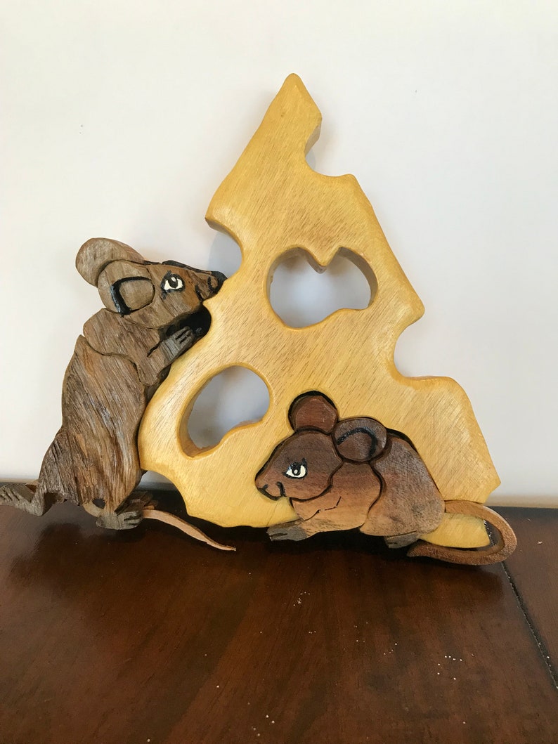 Intarsia Mice and Cheese Wall Art: Handcrafted Wood Decor - Etsy