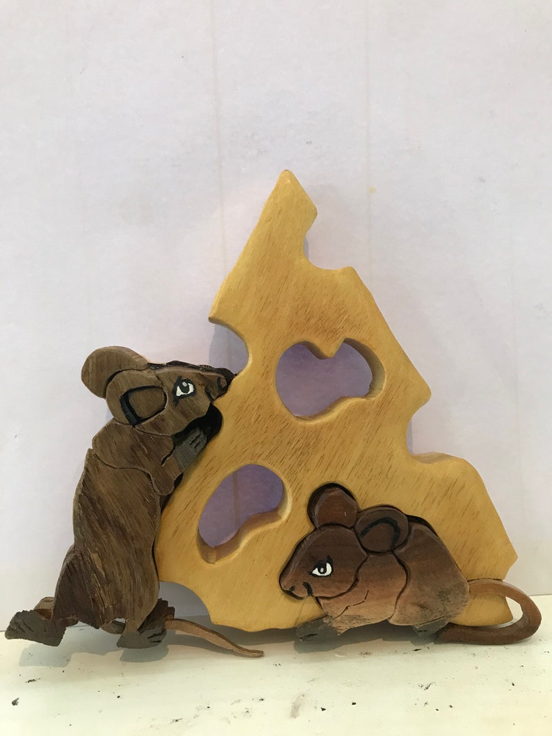 Intarsia Mice and Cheese Wall Art: Handcrafted Wood Decor - Etsy