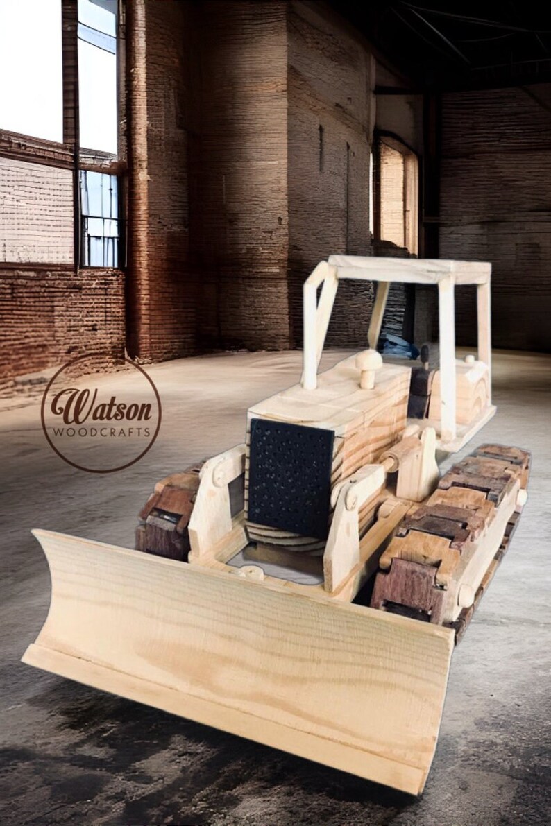 Wooden Bulldozer Model, Heirloom Construction Vehicle, Static Display ...
