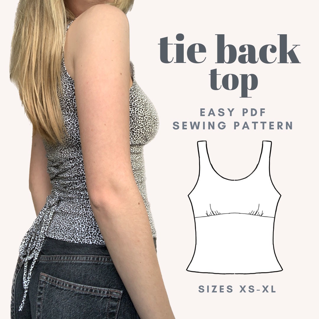 Tie Back Top Sewing Pattern | XS-XL | Easy Top Sewing Pattern | Cute ...
