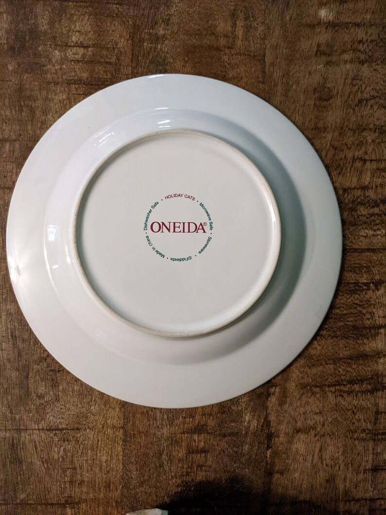 Vintage Oneida Fiddlestix Holiday Cats Stoneware Plates Set - Etsy