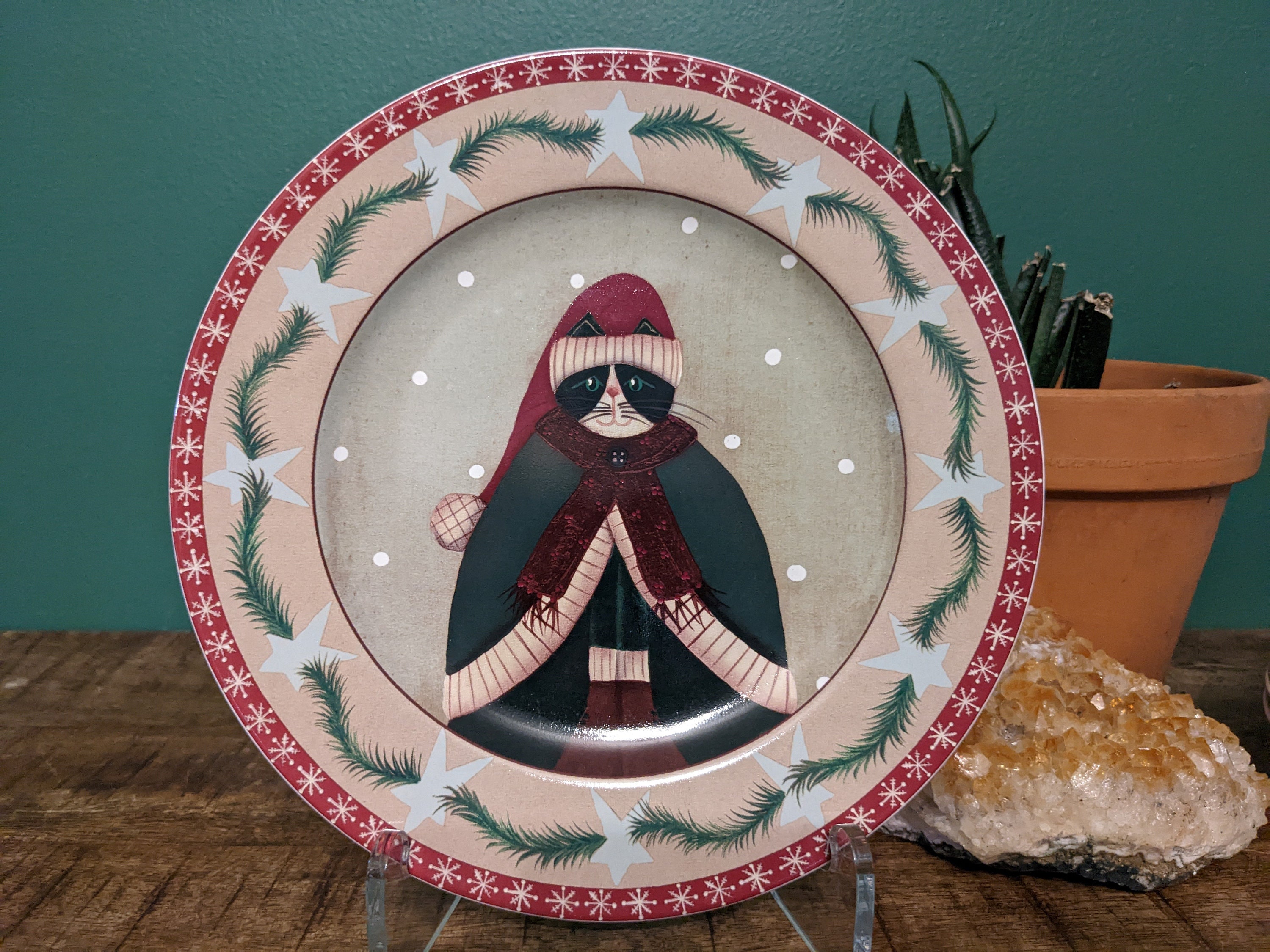 Vintage Oneida Fiddlestix Holiday Cats Stoneware Plates Set - Etsy