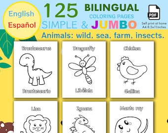 Bilingual Coloring Pages - Etsy